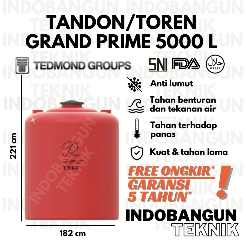 Jual Tandon Toren Tangki Air Tedmond Grand Prime 5000 Liter Harga Murah ...