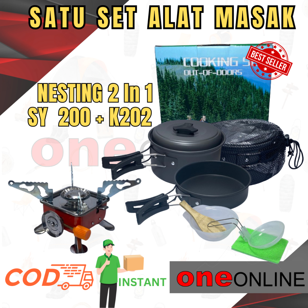 Jual Paket alat masak kemping nesting 2 person SY-200 & kovar k-202 camping outdoor | Shopee ...
