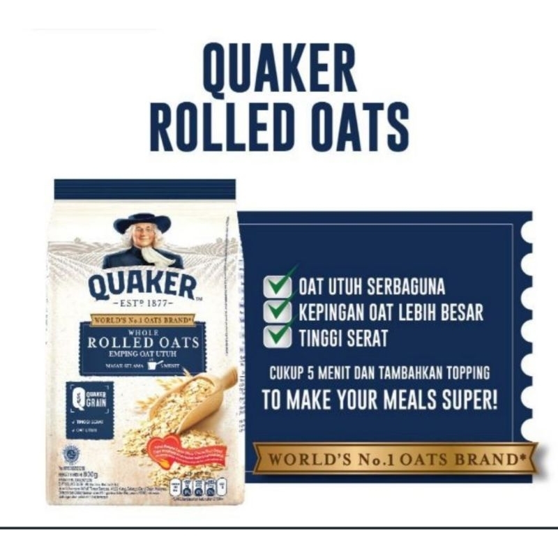 Jual Quaker Oats Rolled 800gram EXP DES2025 Gandum | Shopee Indonesia