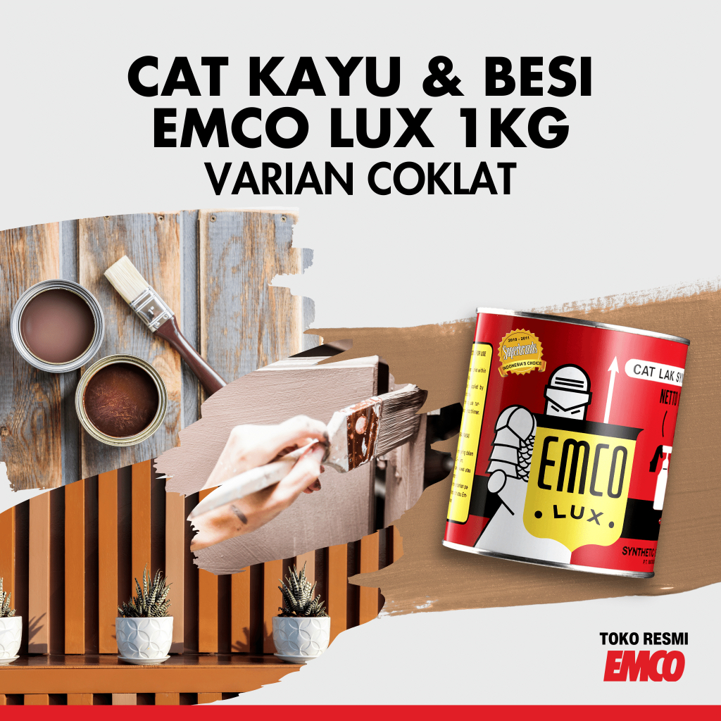 Jual Emco Lux Cat Kayu & Besi 1kg - Cokelat Beige Netral Cat Pagar Pintu Minimalis | Shopee ...
