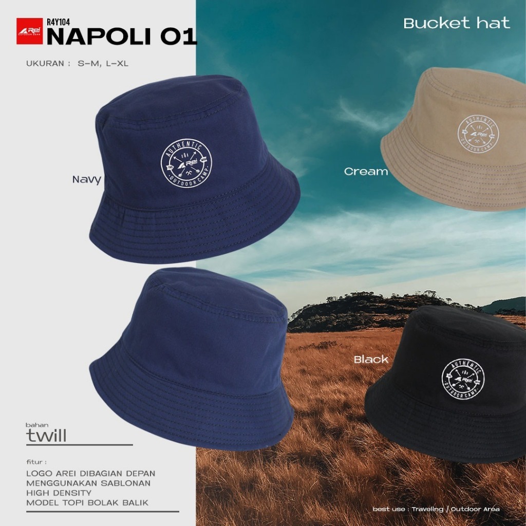 Jual Topi Napoli 01 Bucket Arei Outdoorgear | Shopee Indonesia