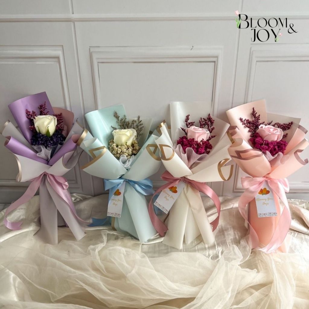 Jual Single Rose Soap Buket Bunga mawar Dried Flowers Bouquet Buket ...