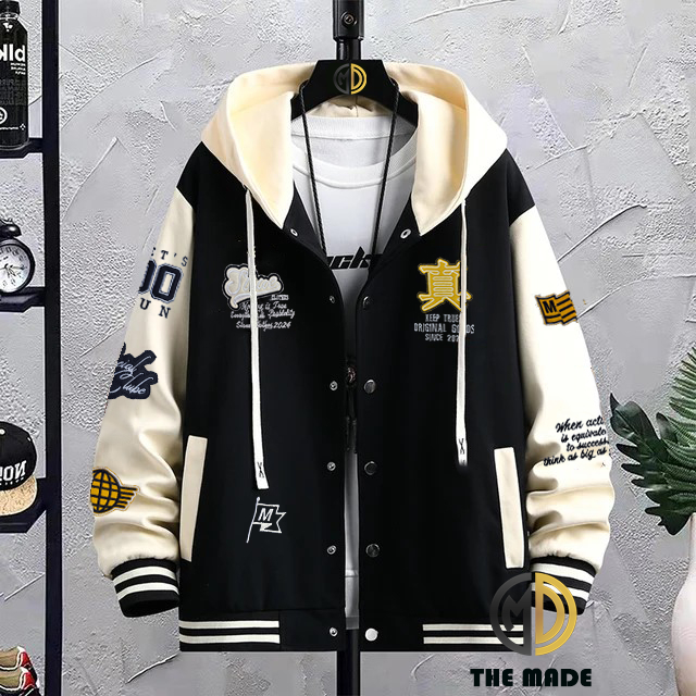 Jual Jaket Varsity Baseball Full Bordir Kupluk - Jaket Varsity Hoodie ...