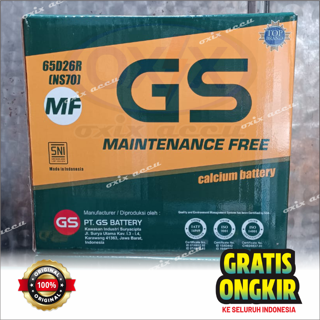 Jual GS MF NS70 (65D26R) 12V 65Ah Original - Aki Truck, L300 | Shopee Indonesia