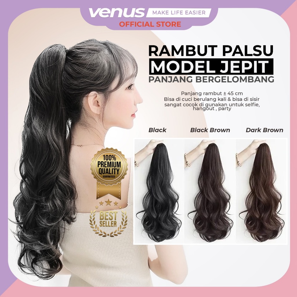 Jual OLSEE - Rambut Palsu Jepit Panjang 45CM Curly Natural Hair Clip ...