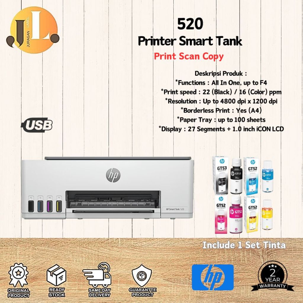 Jual Printer HP 520 Smart Tank All In One Print Scan Copy Garansi Resmi | Shopee Indonesia