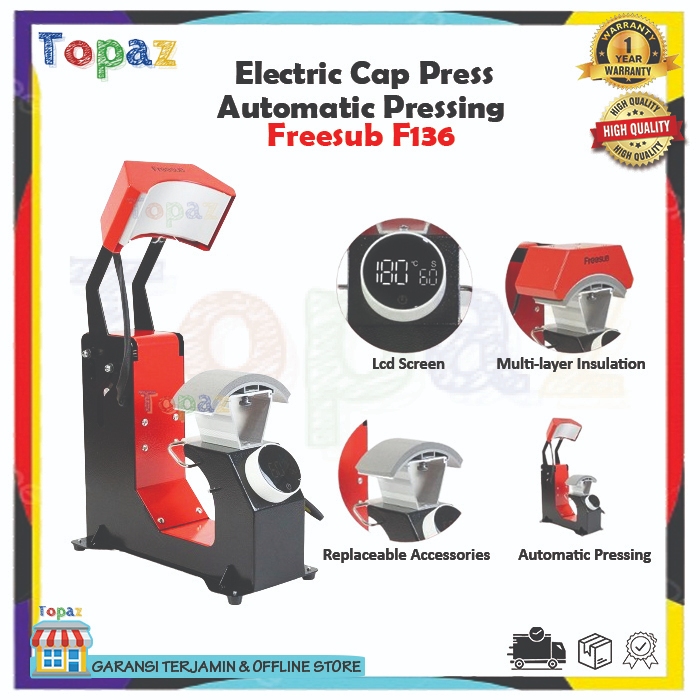 Jual Mesin Press Topi Automatic Cap Heat Freesub F136 - 3IN1 | Alat ...