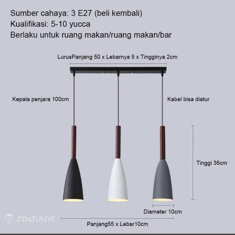 Jual LAMPU GANTUNG 3 warna Lampu Gantung Minimalis Lampu Gantung Dapur ...