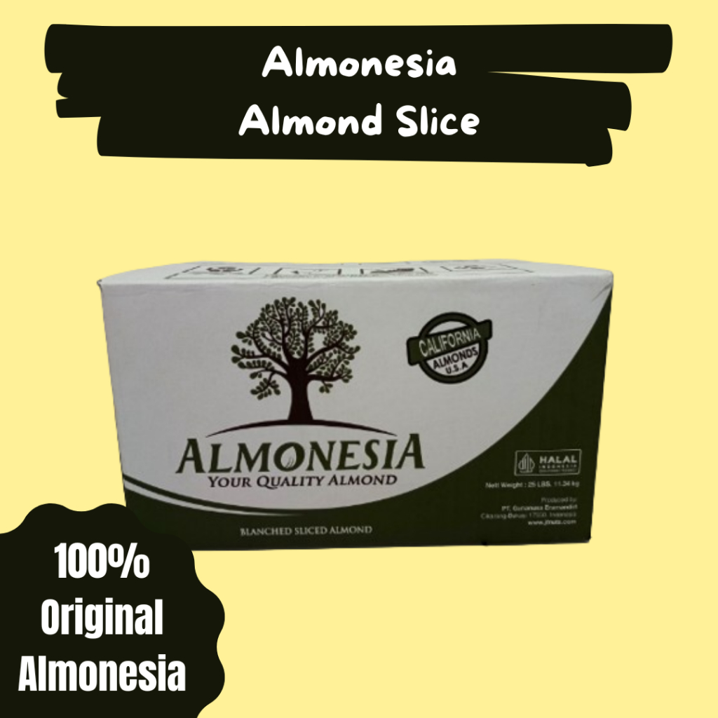 Jual Raw Almond Slice Mentah Raw Almonesia Repack 1 kg 500 gram ...