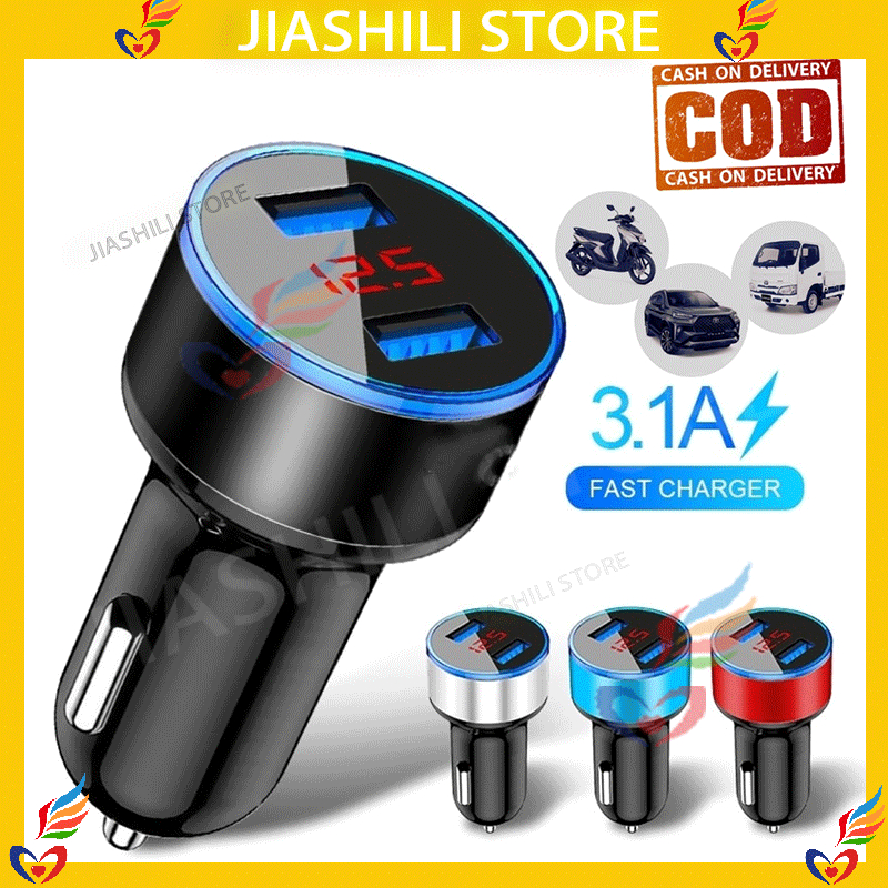 Jual Jashili 2 DUAL PORT USB CHARGER SMARTPHONE HANDPHONE 2 LUBANG QC mobil qualcomm QUALCOM 6A ...