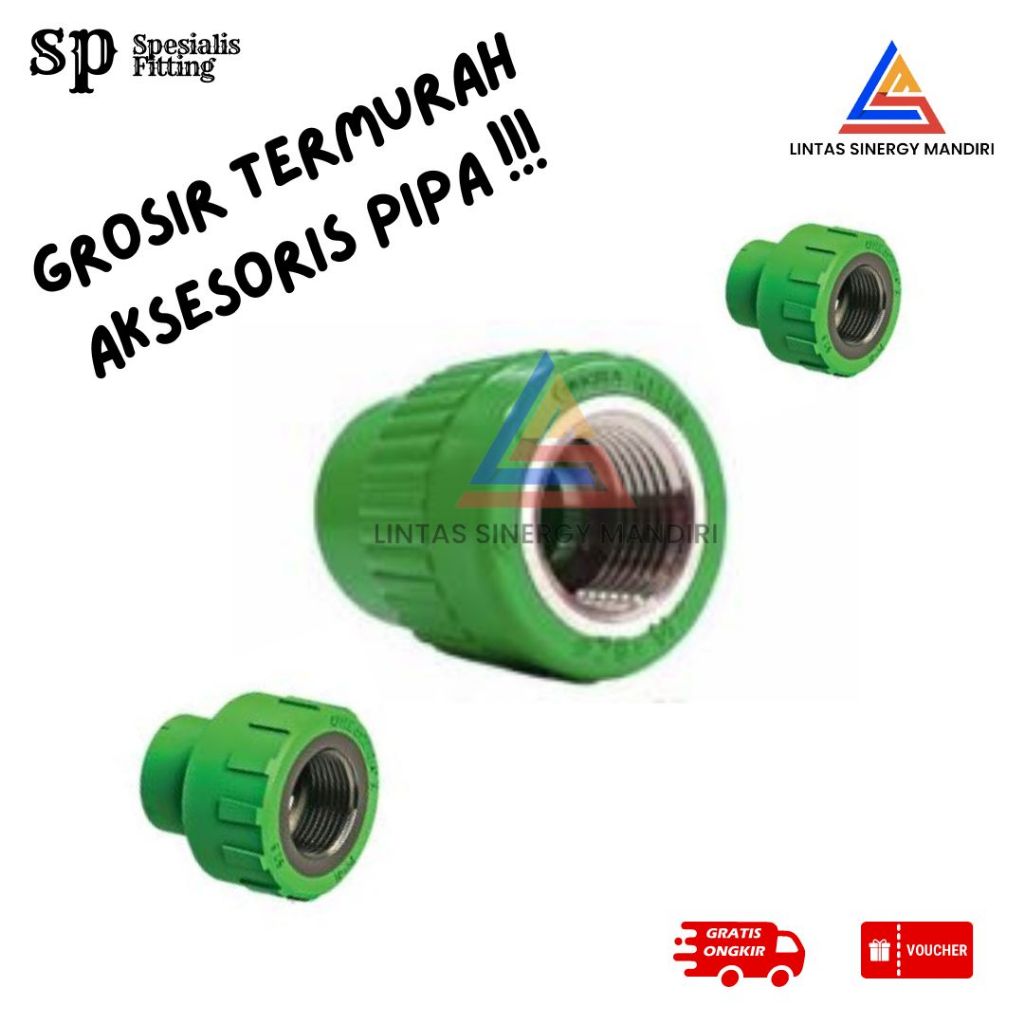 Jual FITTING PPR RUCIKA SOK DRAT DALAM 50MM (1-1/2") | Shopee Indonesia