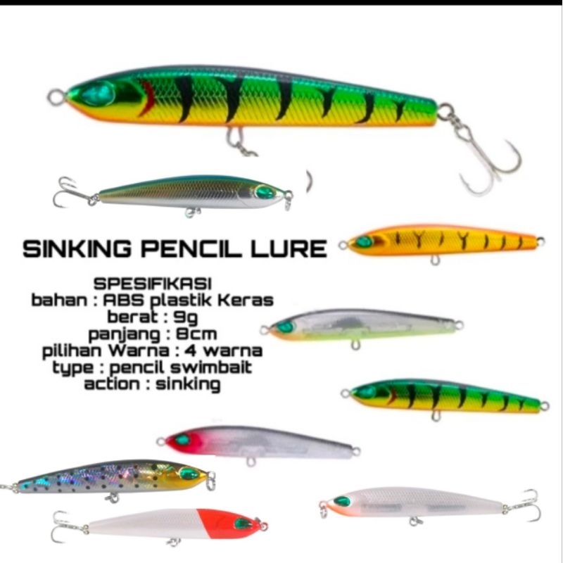 Jual H. 046 pencil lure type sinking 9gram, 8cm | Shopee Indonesia