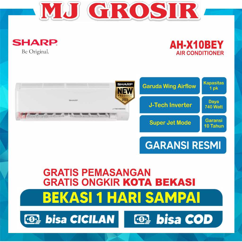 Jual AC SHARP AH-X 10 ZY / 10 BEY 1PK + PASANG J-TECH INVERTER | Shopee Indonesia