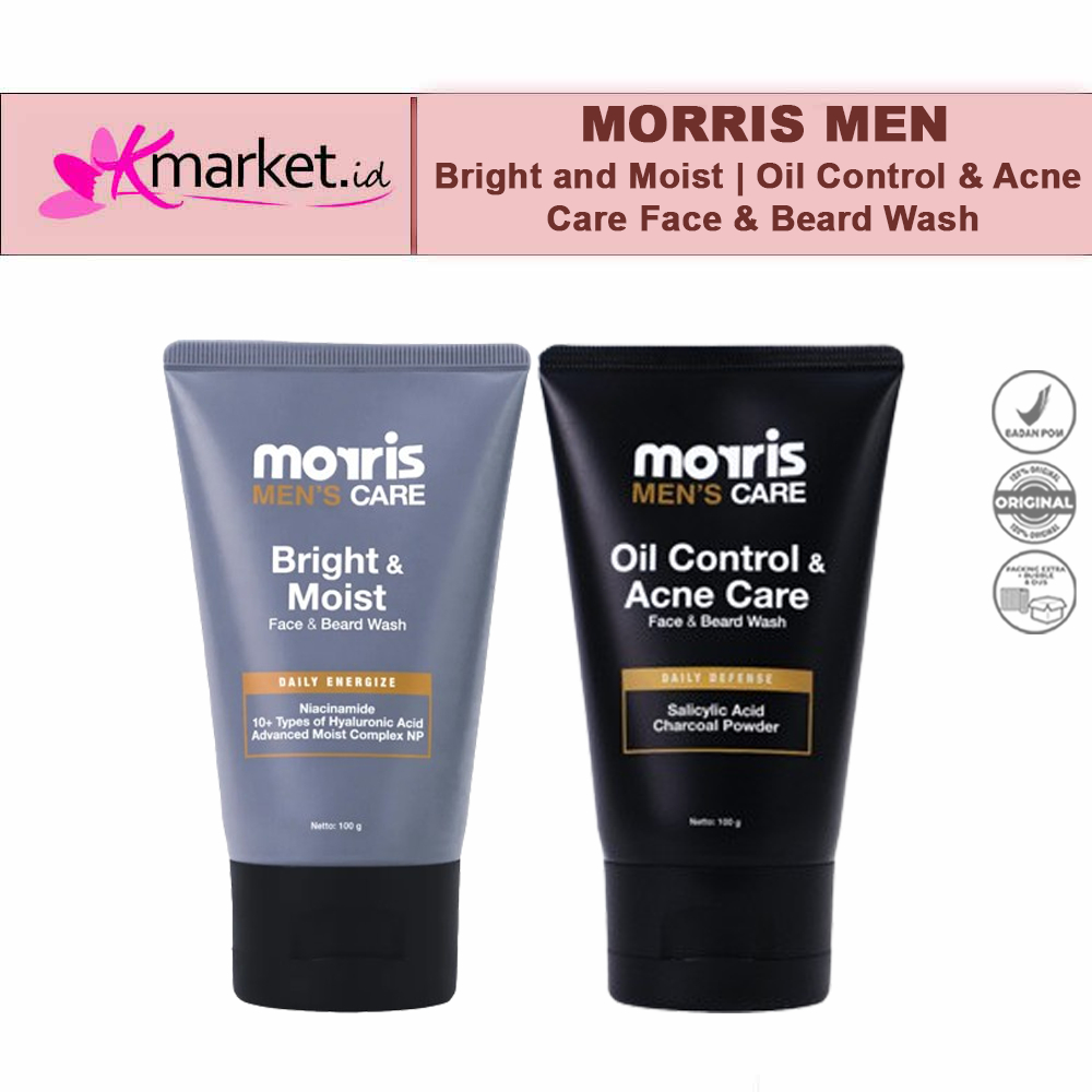 Jual MORRIS MEN Bright and Moist Face and Beard Wash | Oil Control ...