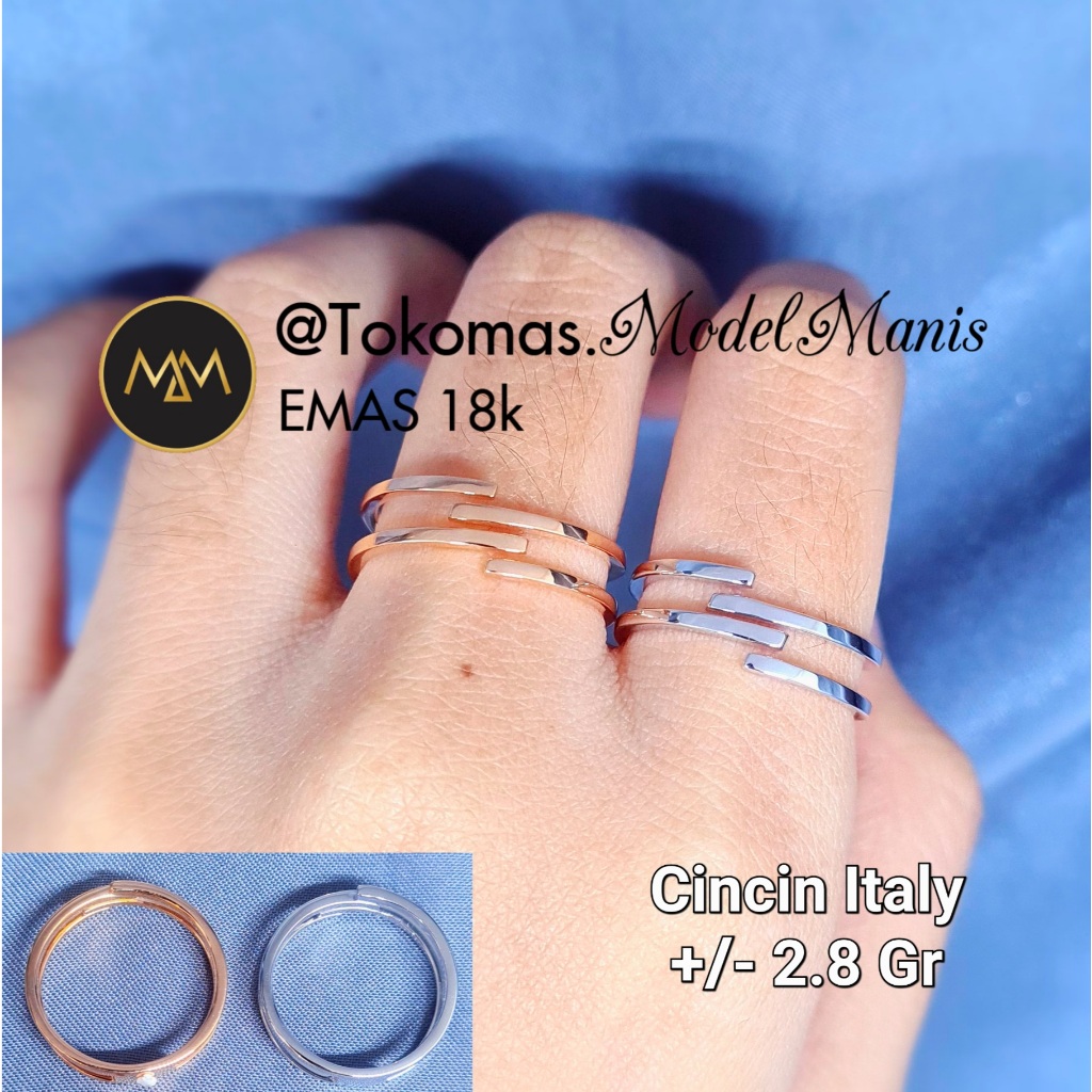Jual Cincin Line Zig-Zag italy IT emas putih rosegold 750 kadar 18k | Shopee Indonesia