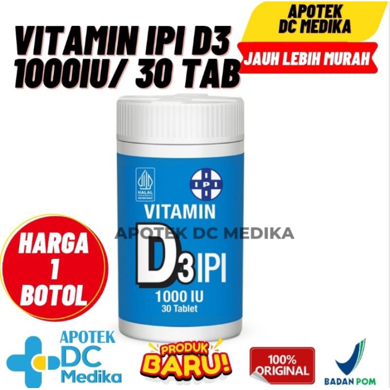Jual IPI VITAMIN D3 1000IU / 30 TAB / TABLET / VIT / D 3 / 1000 / IU ...