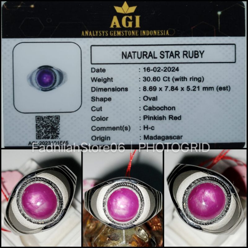 Jual Cincin Monel Natural Star Ruby Oval Cabochon + Memo Lab | Shopee Indonesia