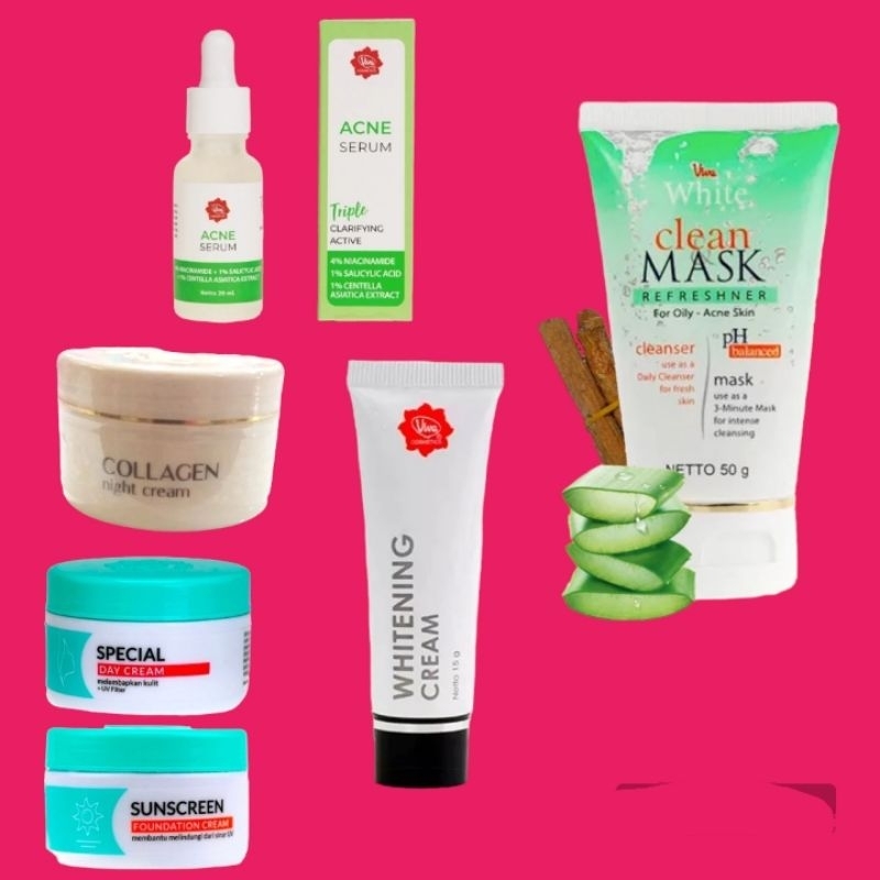Jual Viva Satu Paket Skincare Flek Hitam Kusam Susah Putih Bruntusan ...