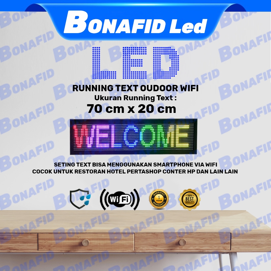 Jual Running Text RGB 70cm x 20cm Wifi-USB Outdoor Moving Sign LED ...
