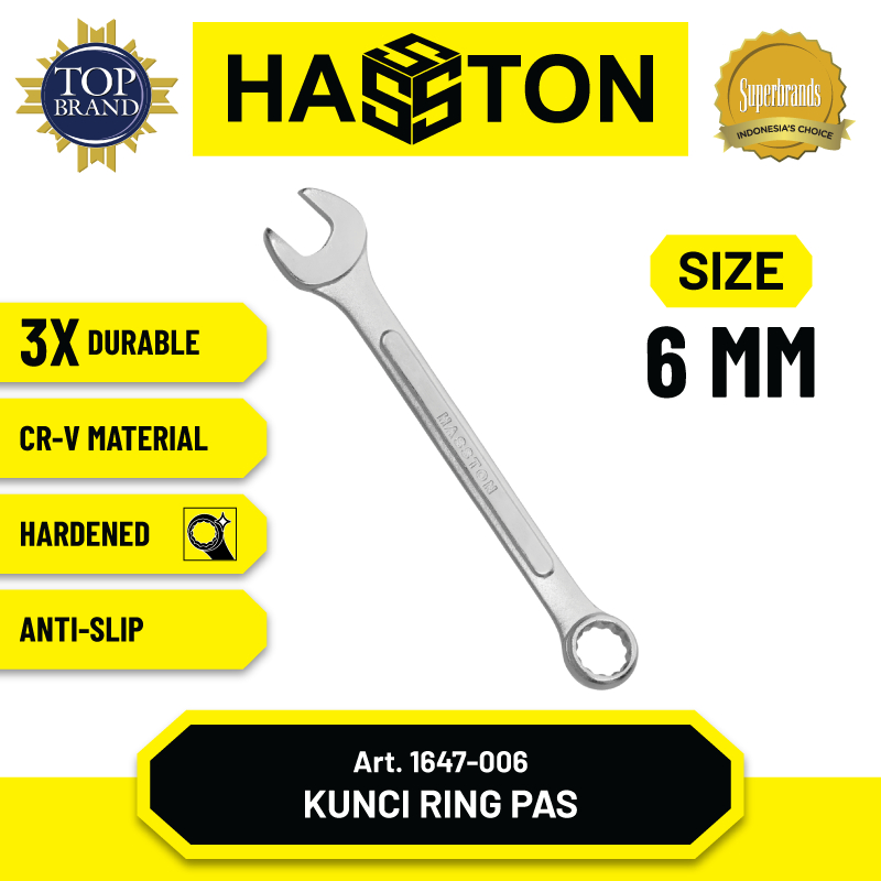 Jual Hasston Kunci Ring Pass Chrome Mdl. Tulang / Combination Wrench ...