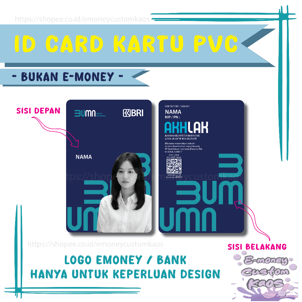 Jual CUSTOM KARTU ID CARD BUMN TERBARU BANK BRI BAHAN PVC - 2 SISI ...