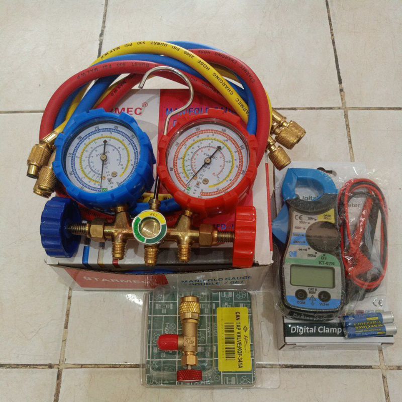 Jual paket isi refrigerant multi fungsi manifold double glass bisa R22,R32/R410 | Shopee Indonesia
