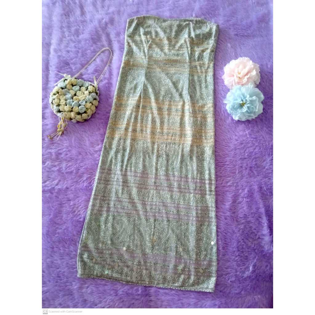 Jual Gaun wanita Panjang Strapless Motif Print (Pre-Loved) | Shopee ...
