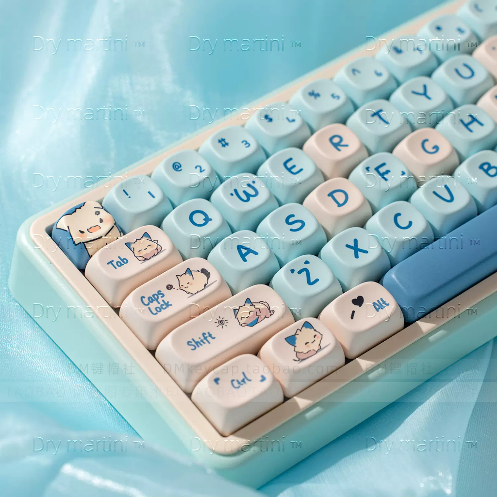 Jual Bijou LUCY LC142 Cute Angry Cat Blue PBT 142 keys XDA Keycap Set ...