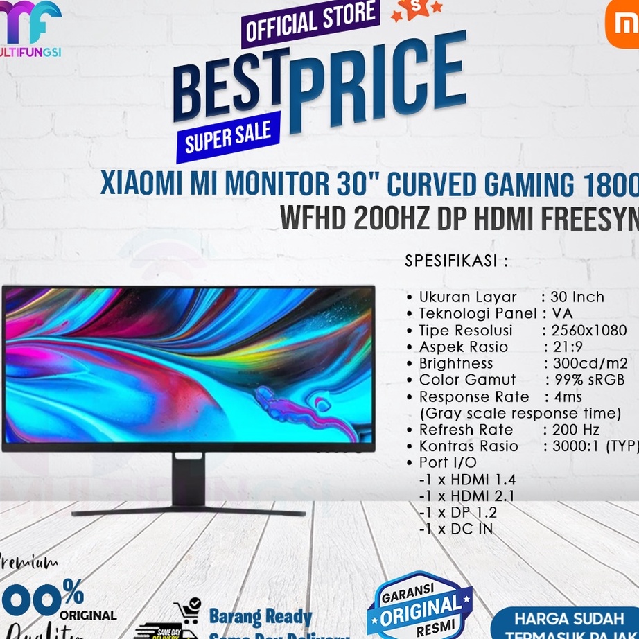 Jual Kesempatan Langka Xiaomi Mi Monitor 3 Curved Gaming 18R WFHD 2Hz ...