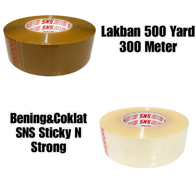 Jual Lakban Bening&Coklat 500 Yard 300 Meter SNS Sticky N Strong | Shopee Indonesia