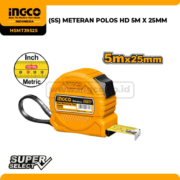 Jual Meteran 5m Meter x 25mm INGCO HSMT39525 Steel Measuring Tape Tukang | Shopee Indonesia
