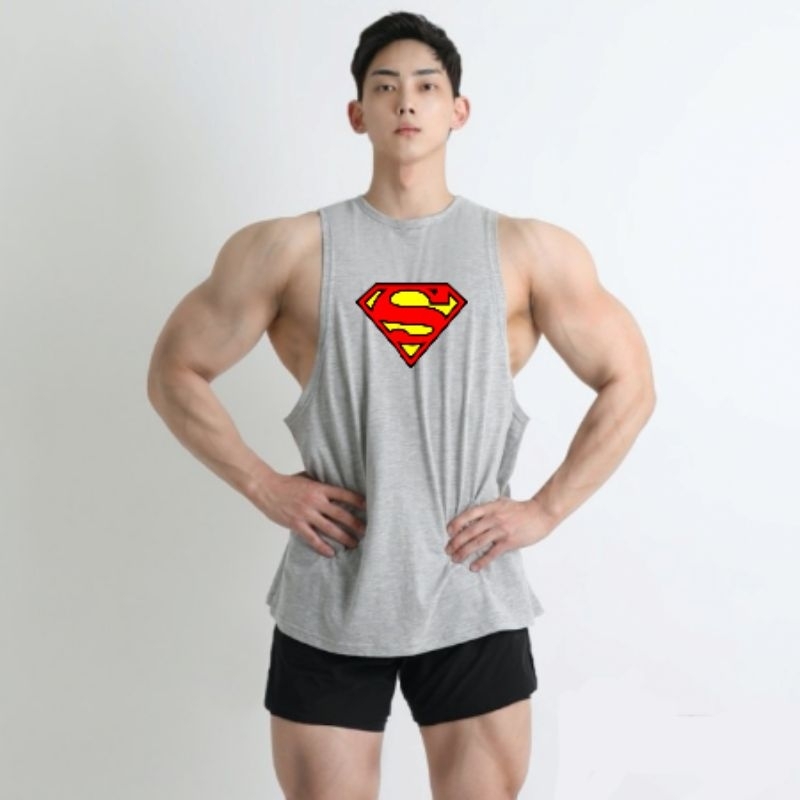 Jual Singlet Low Cut Superman Pria Singlet Lekbong Fitness Gym | Shopee ...