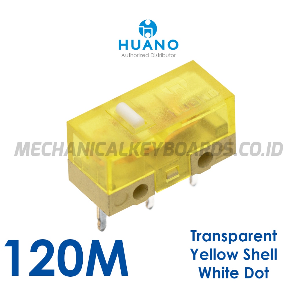 Jual Huano Transparent Yellow Shell White Dot Mouse Micro Switch (120M ...