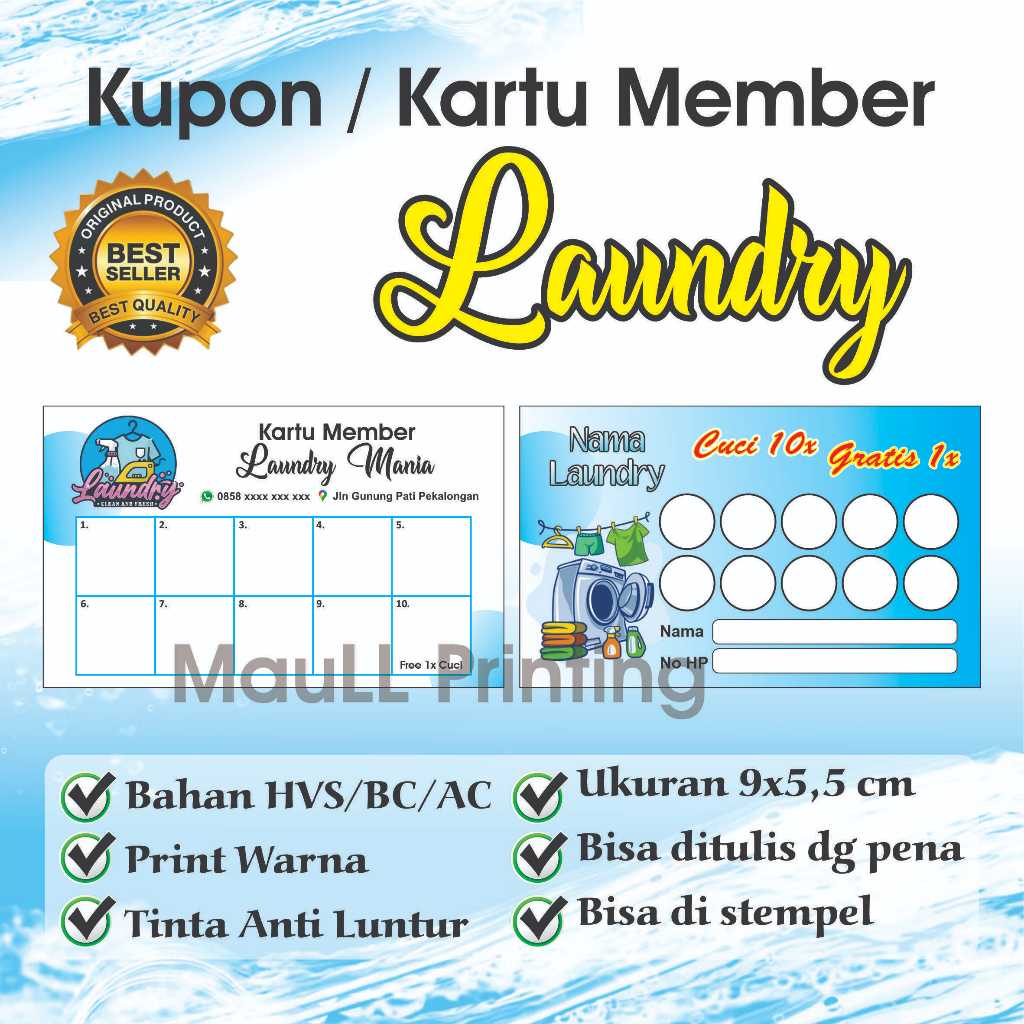 Jual Kartu Member Laundry / Kupon Laundry / Loyalty Card | Shopee Indonesia