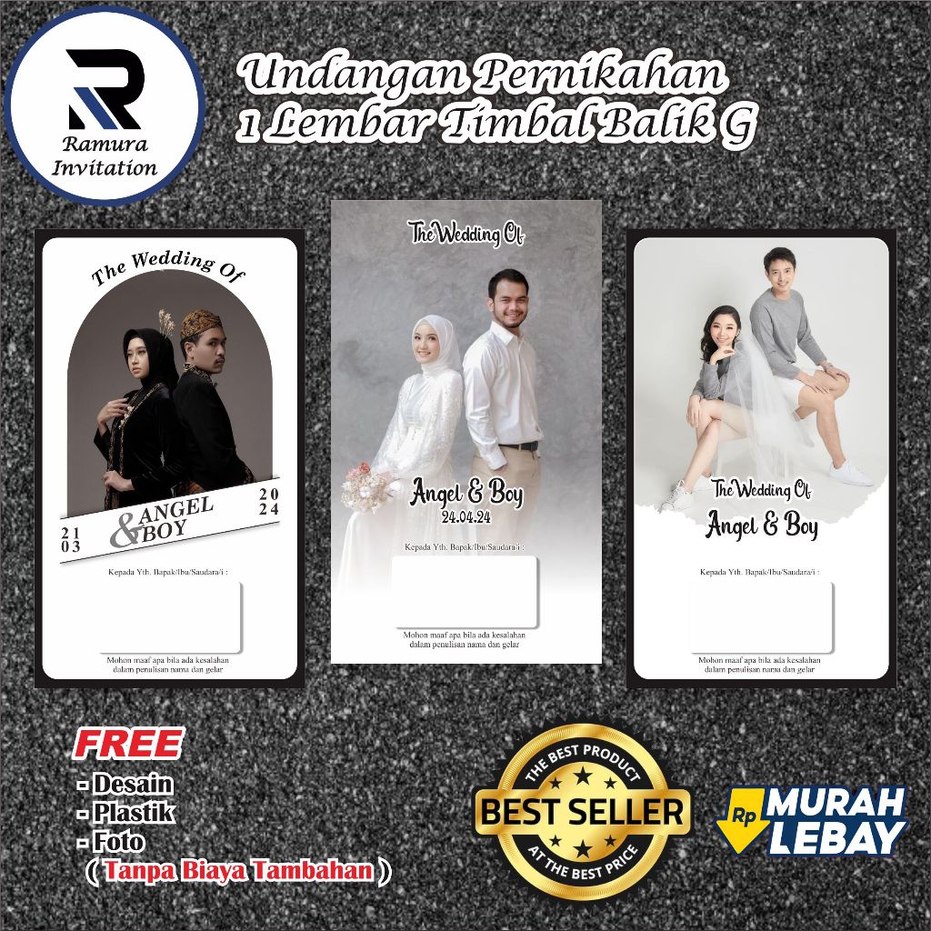 Jual Undangan Pernikahan 1 Lembar Timbal Balik G ( Free Desain, Foto ...