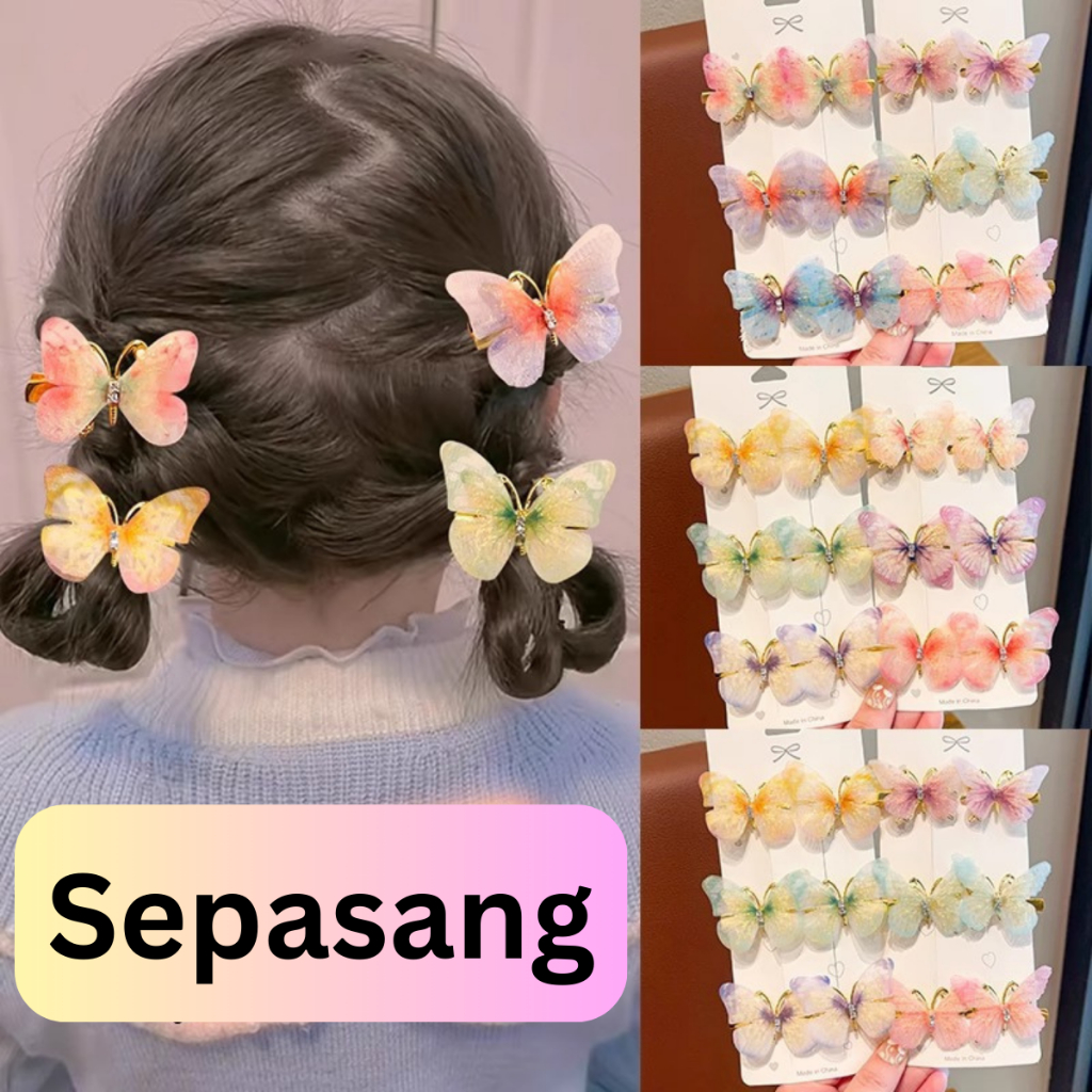 Jual Jepit Rambut Anak Gadis Wanita Model Kupu Kupu Fashion Korea ...