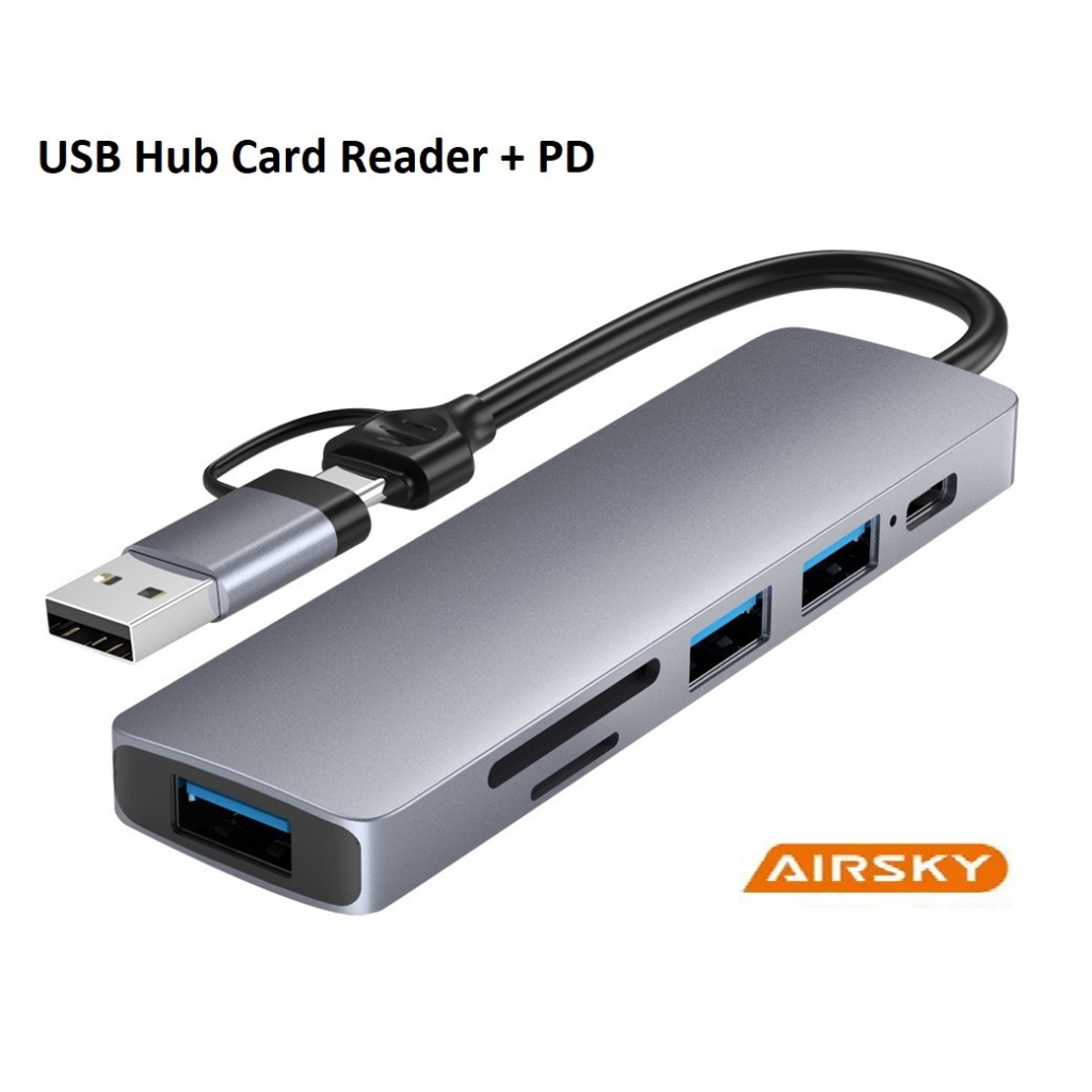 Jual Card Reader USB HUB Type C Combo High Speed 5 In 1 AIRSKY | Shopee ...