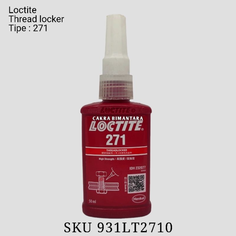 Jual Loctite 271 50ml Thread locker cairan lem pengunci mur baut Loc ...