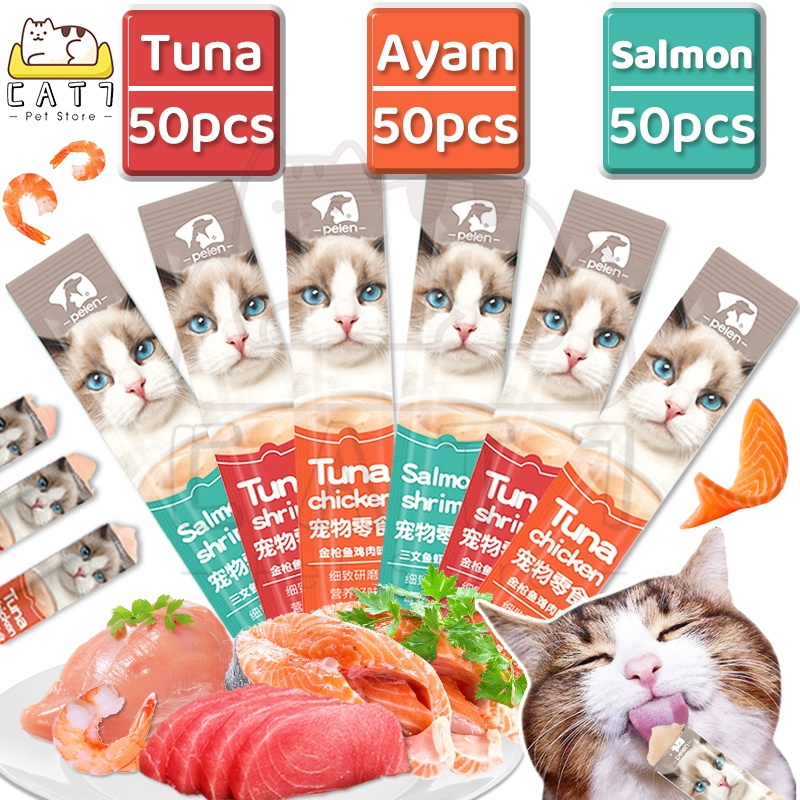 Jual 50PCS Snack Kucing Mix Makanan Kucing Basah 15gr/pc Cat Strip ...