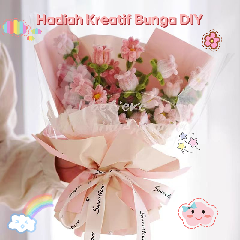 Jual DIY Buket Bucket Bunga Pipe Cleaner Kawat Bulu Murah Kado Pacar ...