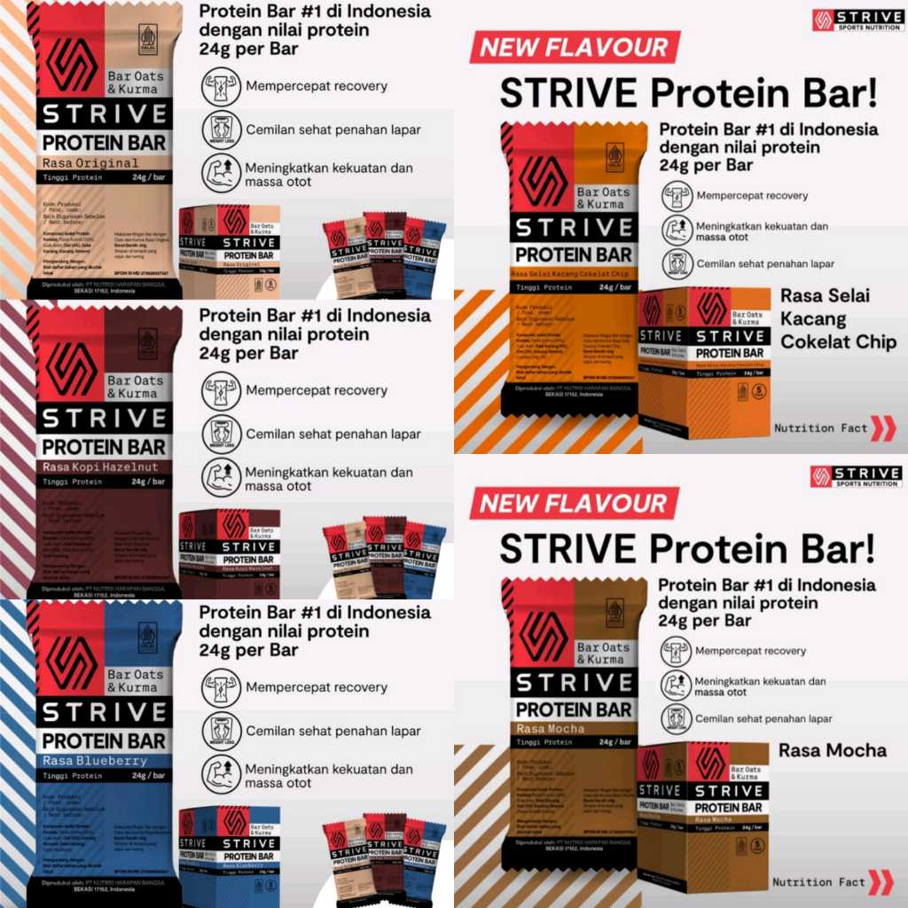 Jual STRIVE Protein Bar Muscle Recovery Meal Cemilan Olahraga 1BOX isi ...