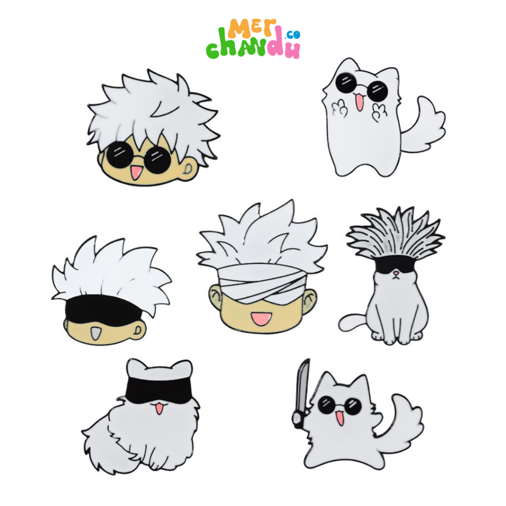 Jual Bros Enamel Pin Satoru Gojo Anime Jujutsu Kaisen Kucing Cat Peniti ...