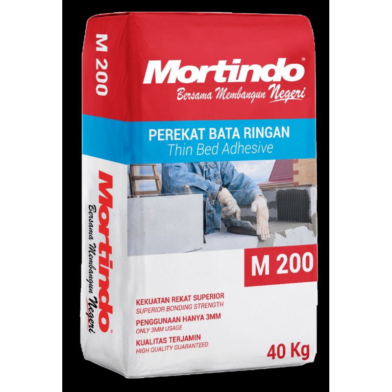 Jual SEMEN MORTAR PEREKAT BATA RINGAN MORTINDO M200 THINBED | Shopee ...