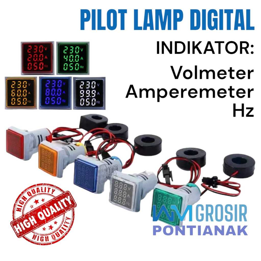 Jual Pilot Lamp Digital Indikator Voltmeter Amperemeter Hz Diameter ...