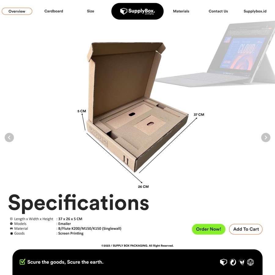 Jual BOX LAPTOP MICROSOFT SURFACE | 37 x 26 x 5 CM | Dus Surface | Dus ...