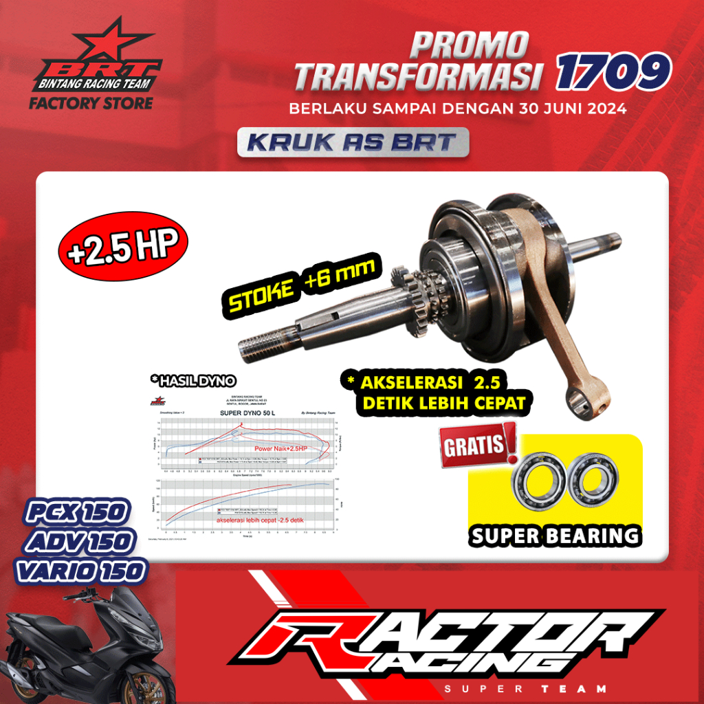 Jual CRANKSHAFT KRUK AS BRT VARIO 150 PCX 150 ADV 150 VARIO 125 STROKE UP +6MM 63.9 MM | Shopee ...