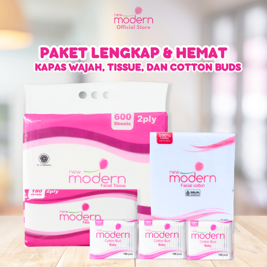 Jual PAKET LENGKAP HEMAT New Modern Tissue, Kapas Wajah, Cotton Buds ...