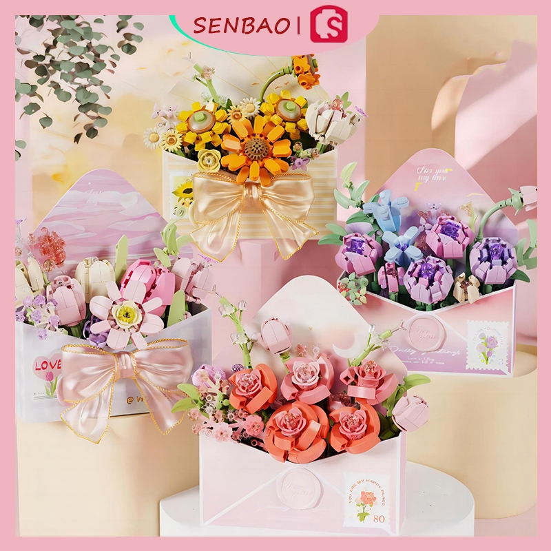 Jual SENBAO Bricks Bunga Seri Surat Cinta Blok Bangunan Bunga Buket ...