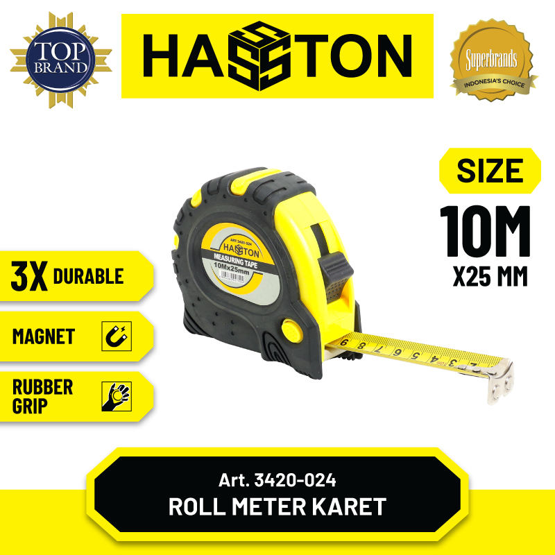 Jual Hasston Roll Meter Body Karet + Magnet / Tape Measure (3420 ...