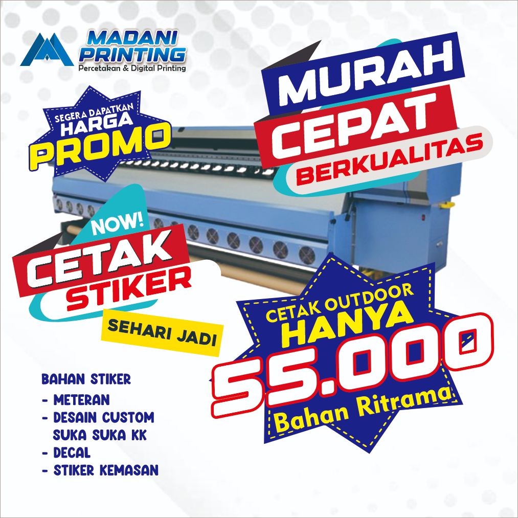 Jual Cetak Stiker ukuran Meter bahan ritrama Murah berkualitas tahan ...